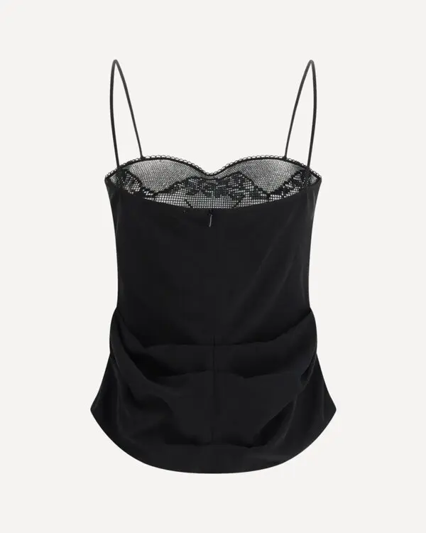 Magda Butrym Silk Draped Top With Lace Embellishment