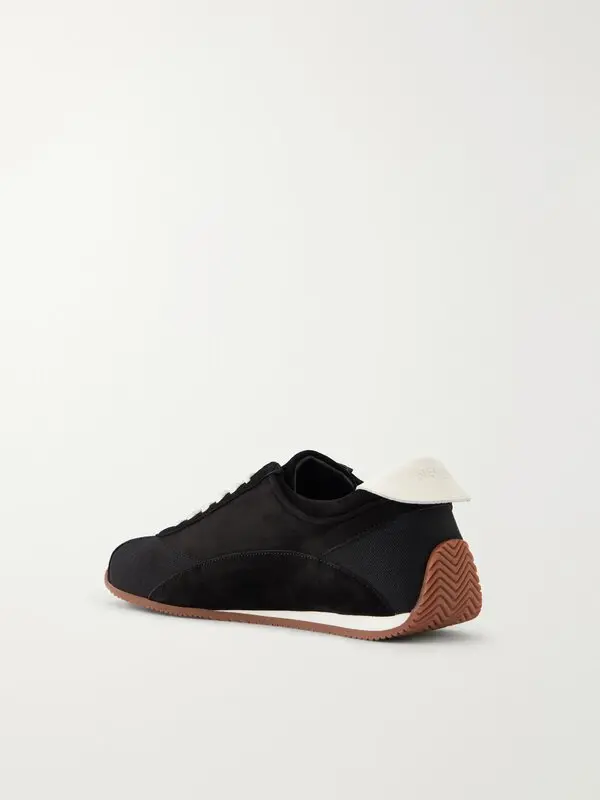 NEOUS Berenices Suede And Canvas Low Top Sneakers - Black