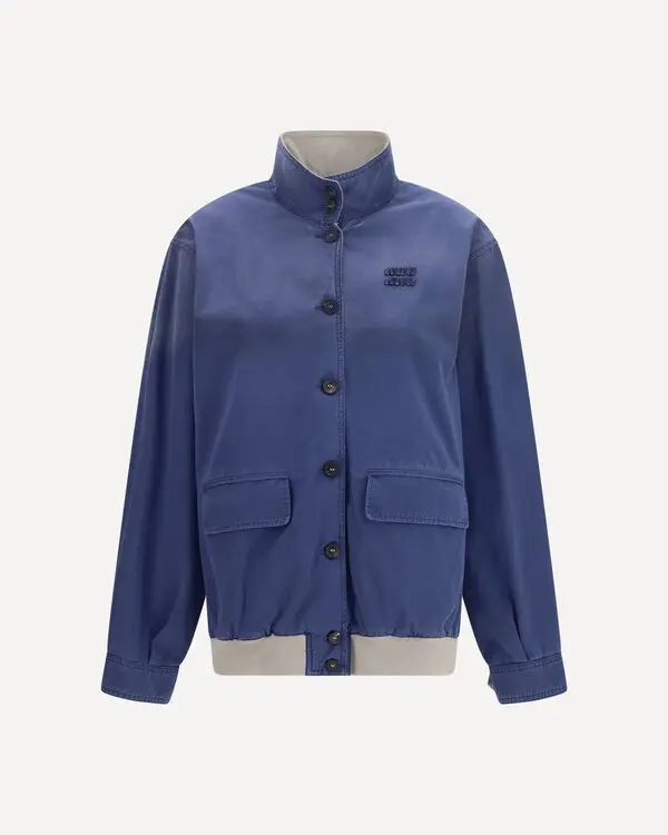Miu Miu Old Washed Twill Jacket - Light Blue