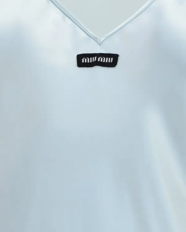 Miu Miu Long Satin V-neck Dress