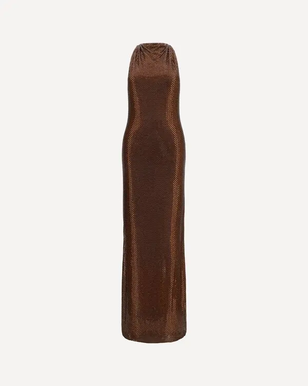 SELF-PORTRAIT Embellished Maxi Dress With Cross-back Straps