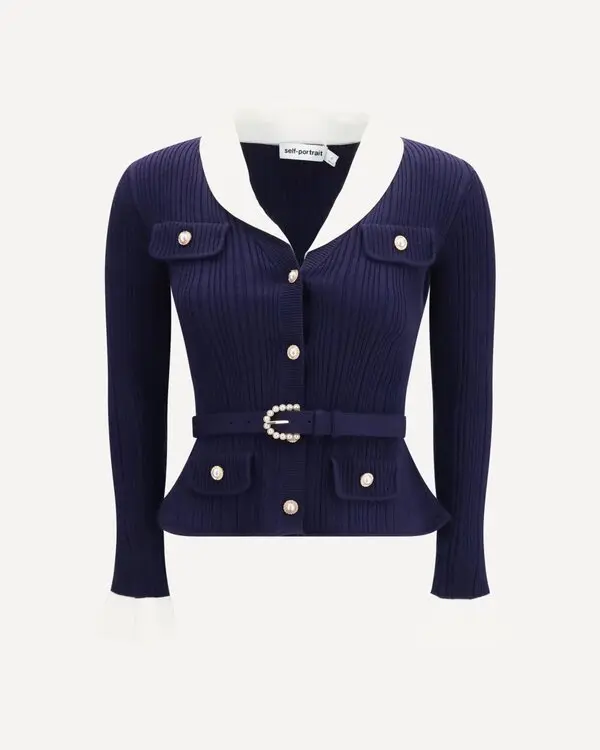 SELF-PORTRAIT Ribbed Cardigan