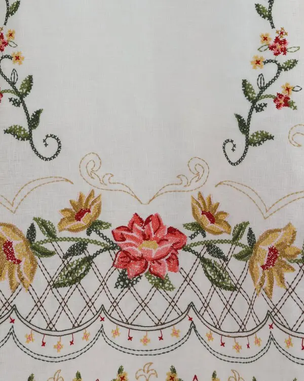 Farm Rio Embroidered Midi Dress With Asymmetrical Hem