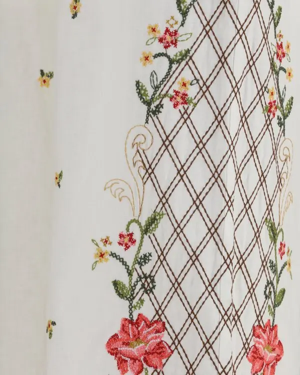Farm Rio Floral Embroidered Wide-leg Pants - Multicolour