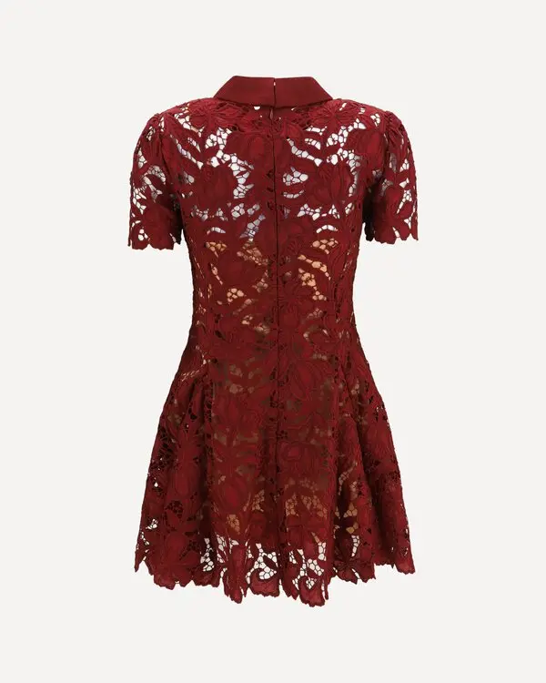 SELF-PORTRAIT Lace Mini Dress With Floral Buttons