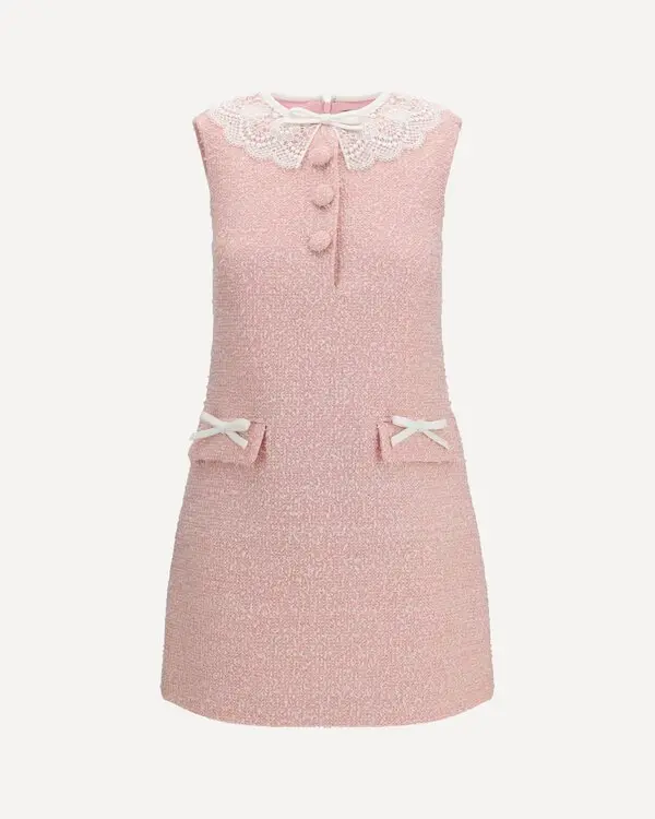 SELF-PORTRAIT Bouclé Mini Dress With Lace Collar