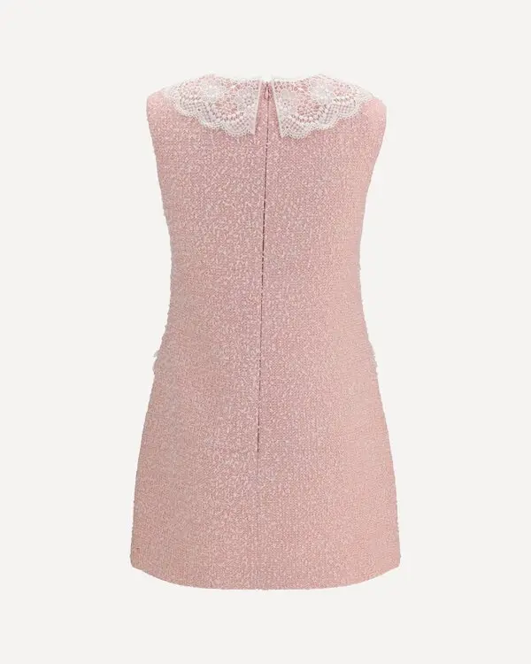 SELF-PORTRAIT Bouclé Mini Dress With Lace Collar