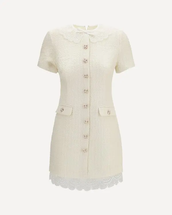 SELF-PORTRAIT Tailored Mini Dress With Bouclé Lace Inserts