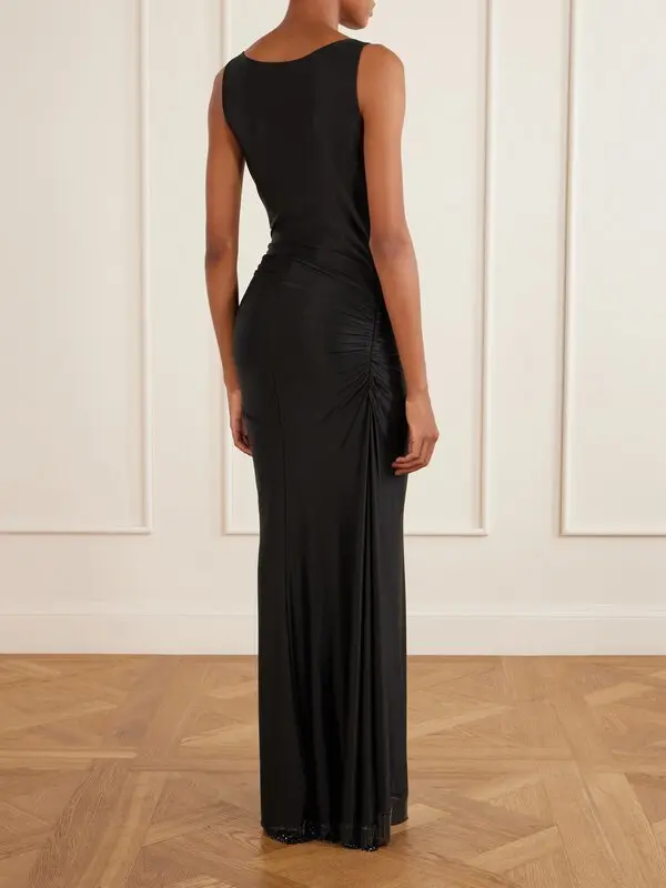 Rabanne Maxi Dress With Metallic Mesh Details