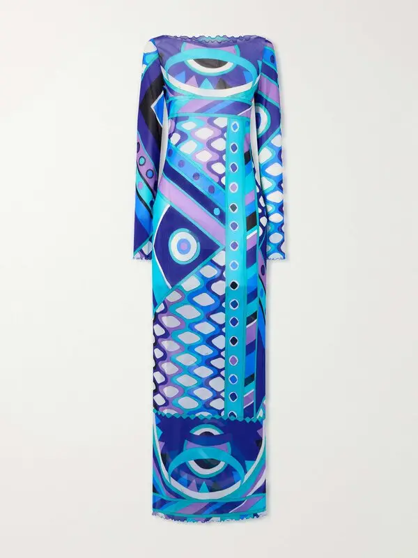 Emilio Pucci Printed Tulle Maxi Dress