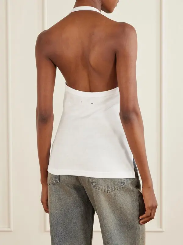 Ossou Clovis Cotton Jersey Halterneck Tank - Neutrals