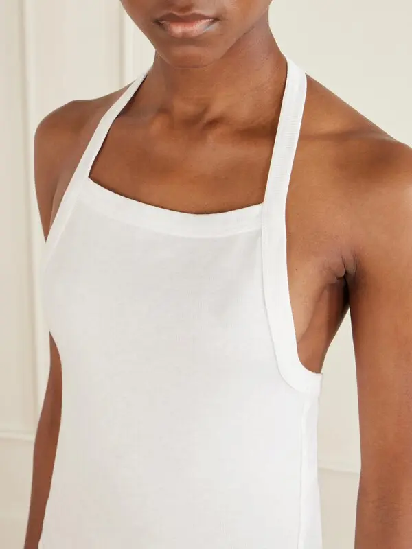 Ossou Clovis Cotton Jersey Halterneck Tank - Neutrals