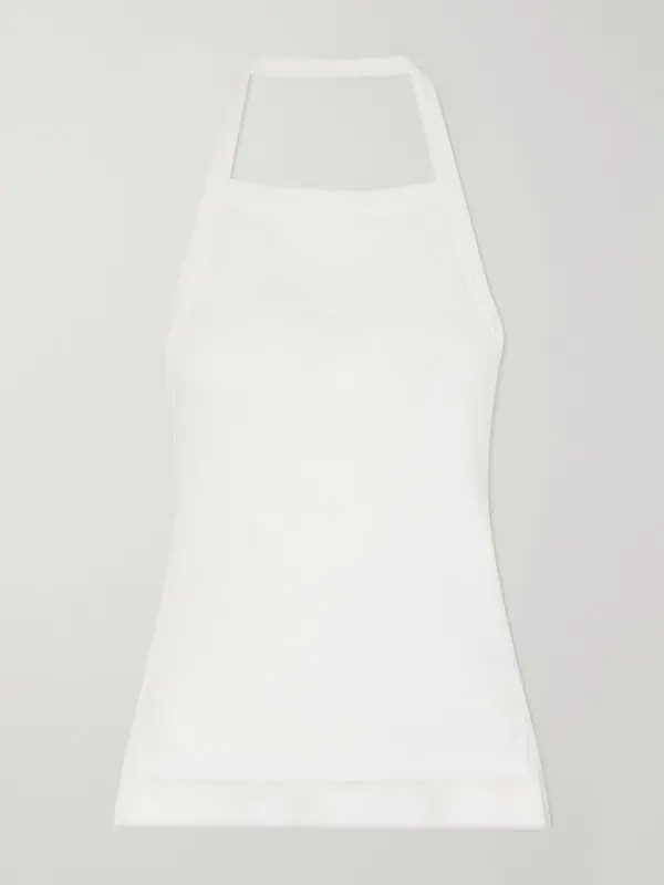 Ossou Clovis Cotton Jersey Halterneck Tank - Neutrals