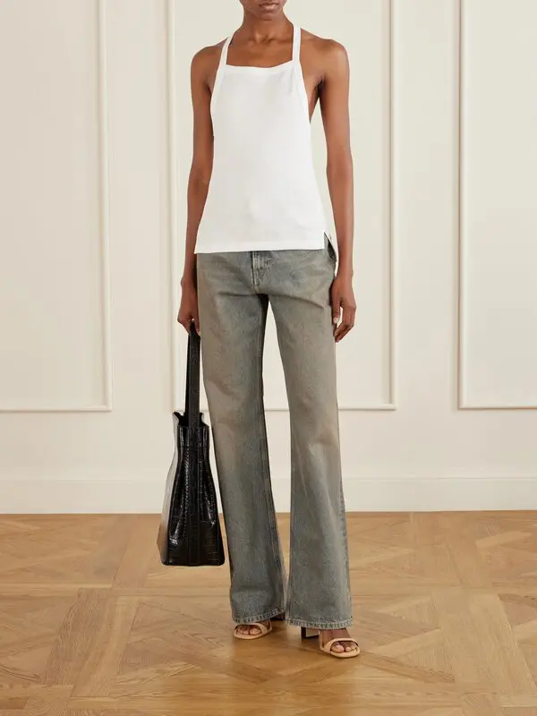 Ossou Clovis Cotton Jersey Halterneck Tank - Neutrals