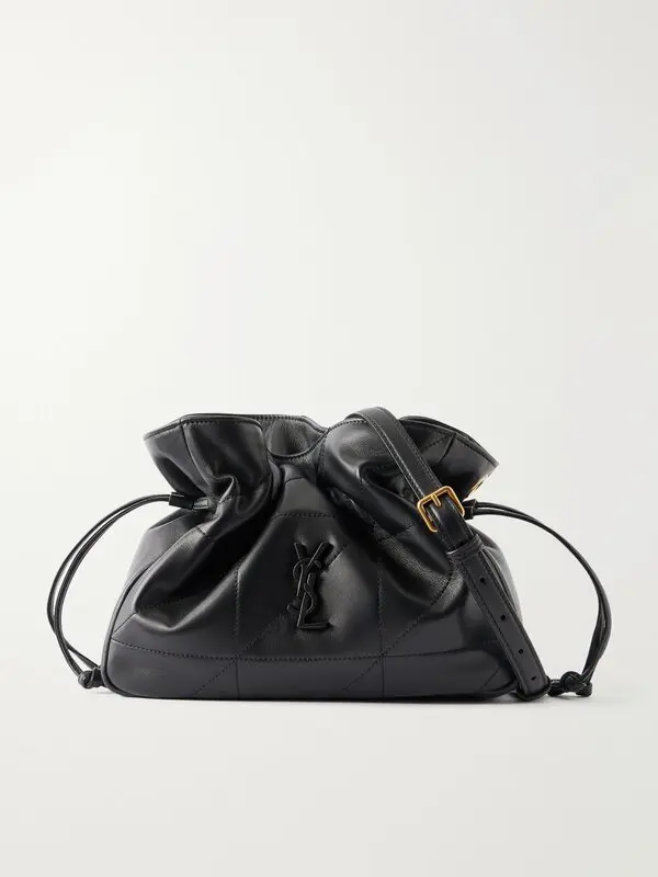Saint Laurent Jamie Cassandre-appliquéd Quilted Leather Shoulder Bag - Black
