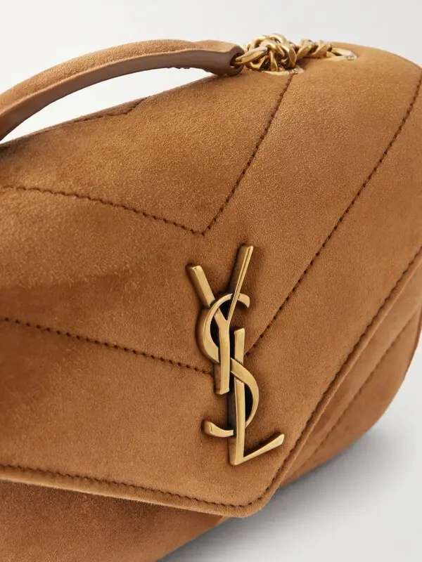 Saint Laurent Loulou Cassandre Embellished Suede Shoulder Bag