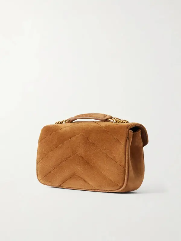 Saint Laurent Loulou Quilted Suede Shoulder Bag - Brown