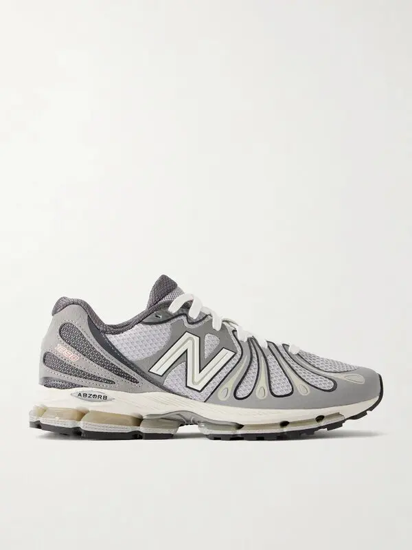 NEW BALANCE Abzorb 1890 Suede-trimmed Mesh Sneakers - Gray