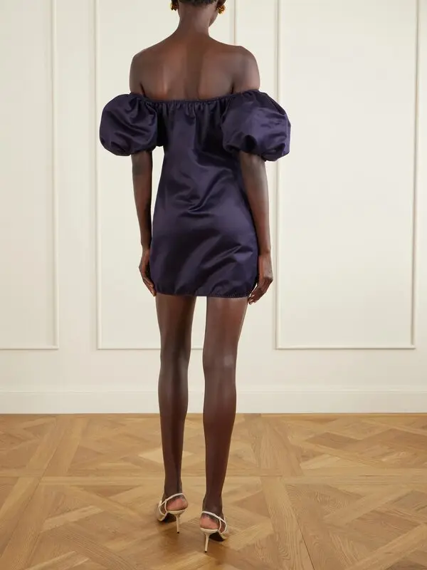Saint Laurent Gathered Puff Sleeve Mini Dress