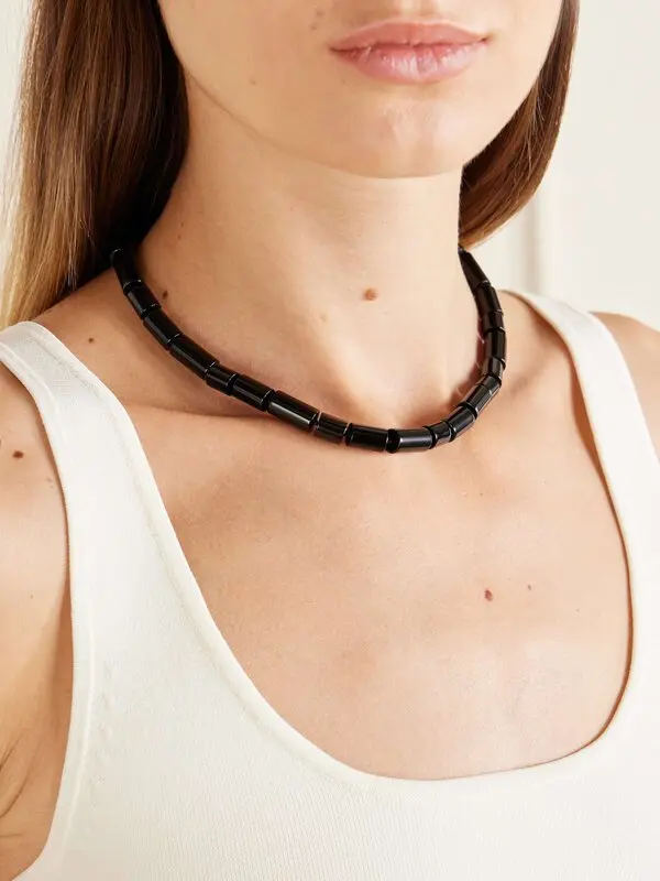 Lié Studio The Sadie Sterling Silver Onyx Beaded Necklace