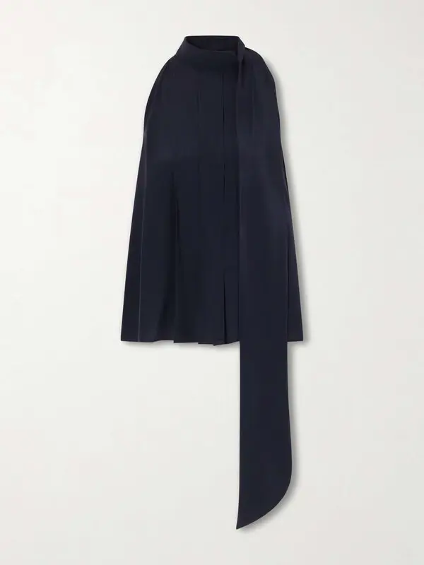 Max Mara Draped Pleated Silk Blouse