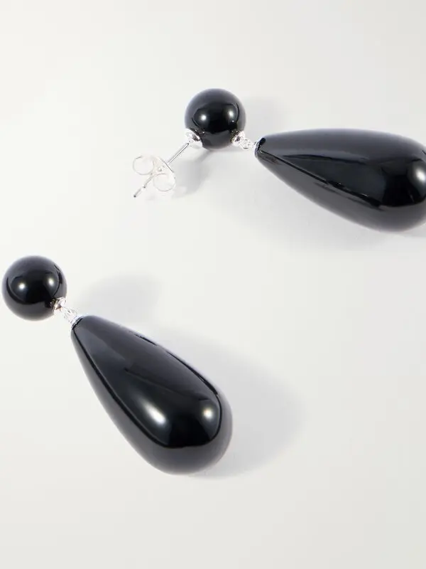 Lié Studio Sterling Silver And Onyx Drop Earrings - Black