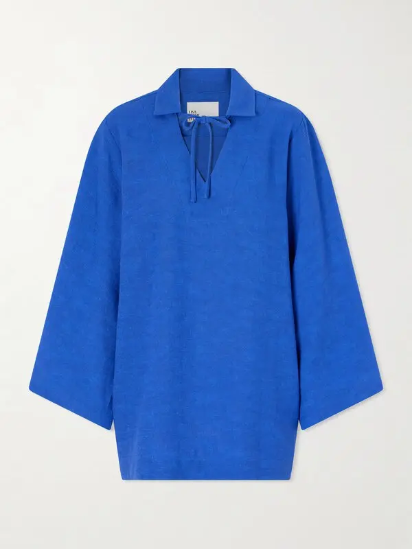 Lisa Marie Fernandez Tie-detailed Woven Tunic - Blue