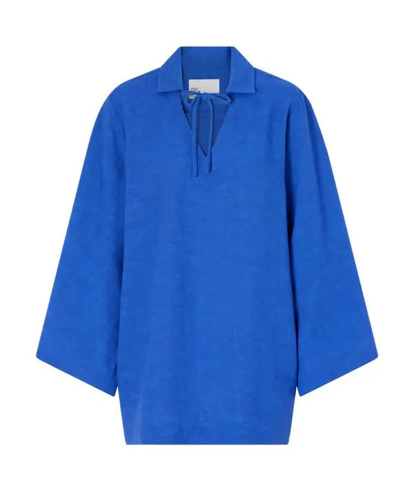 Lisa Marie Fernandez Tie-detailed Woven Tunic - Blue