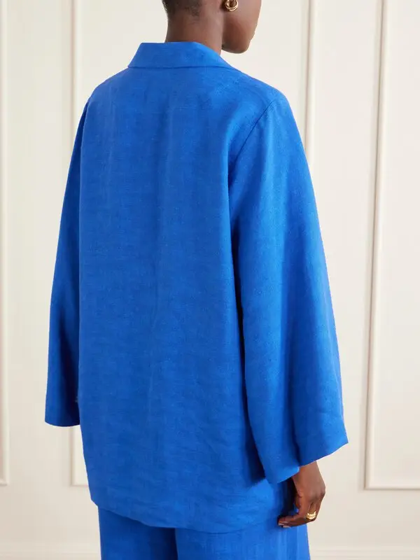Lisa Marie Fernandez Tie-detailed Woven Tunic - Blue