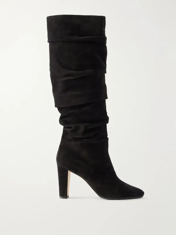 Manolo Blahnik Calassohi 90 Suede Knee High Boots - Black