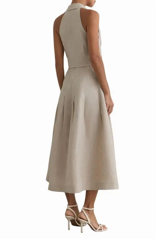 REISS Tara Sleeveless Linen Midi Dress