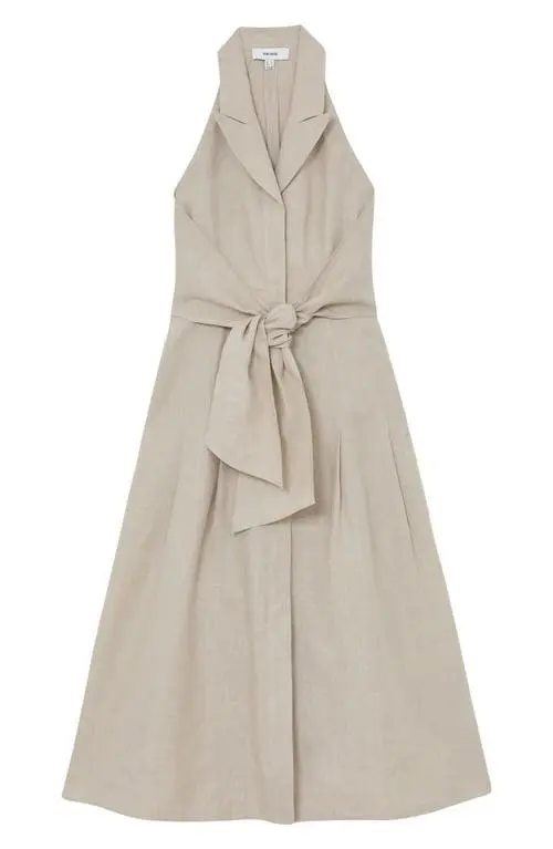 REISS Tara Sleeveless Linen Midi Dress