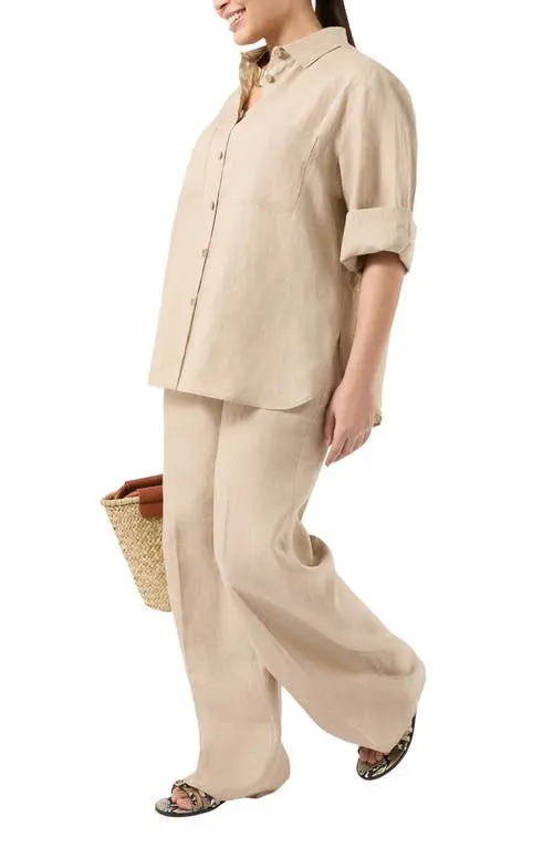 Marina Rinaldi Mrs. Comma Wide Leg Flax Linen Pants