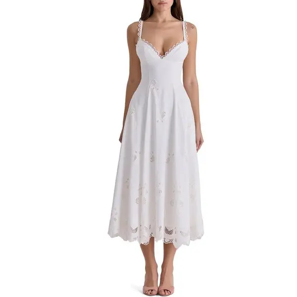 House Of Cb Tatiana Broderie Midi Dress - White