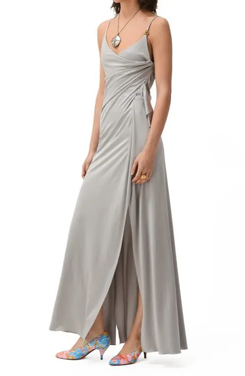 Versace Liquid Jersey Draped Gown - Silver Grey