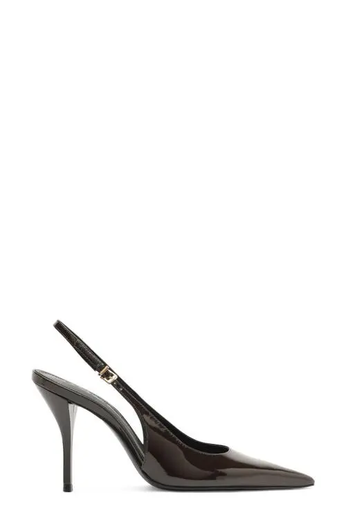 Schutz Liora Slingback Pointed Toe Stiletto Pumps - Dark Brown
