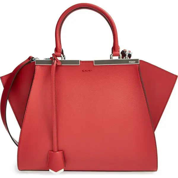 Fendi 3jours' Leather Shopper - Brick/turquoise