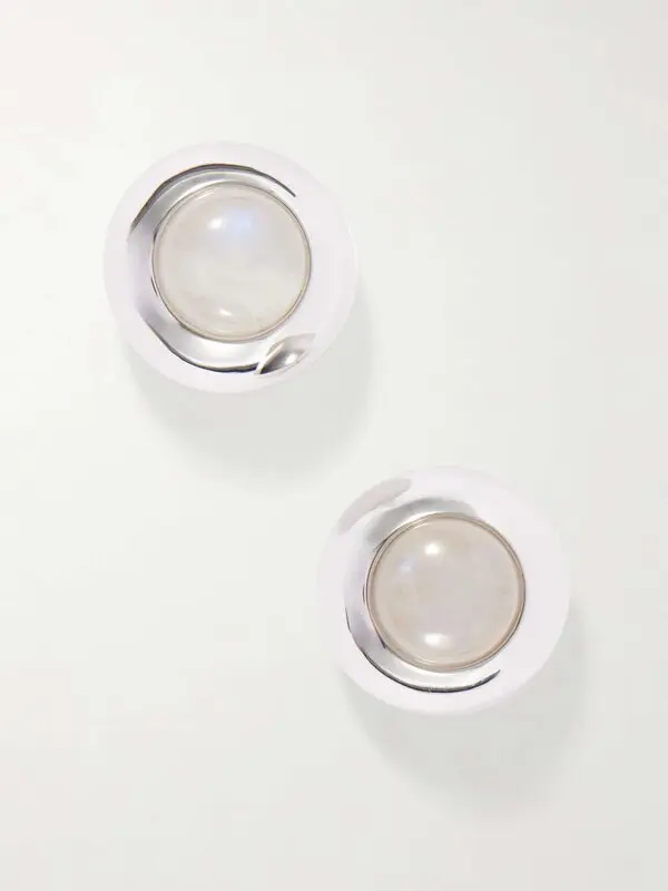 JULIETTA Bombé Rhodium-plated Moonstone Earrings - Silver