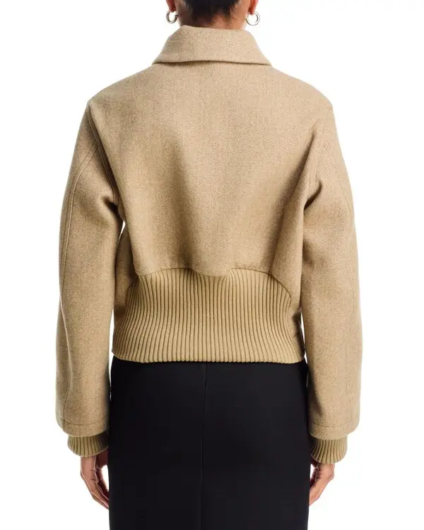 Victoria Beckham Wool Blend Bomber Jacket - Camel Melange