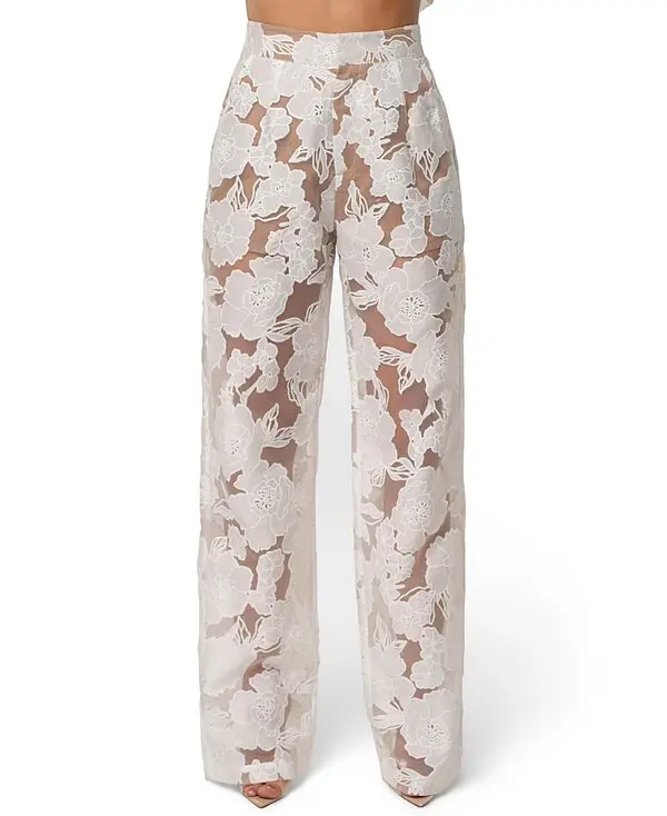 JLUXLABEL Organza Floral Lace Pants - Ivory