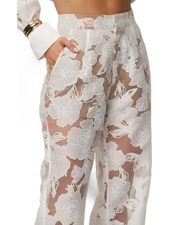 JLUXLABEL Organza Floral Lace Pants