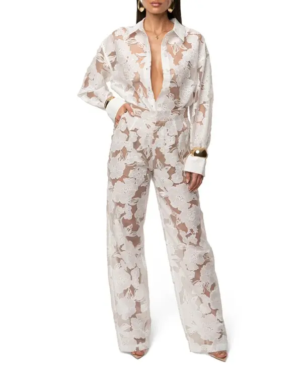 JLUXLABEL Organza Floral Lace Pants