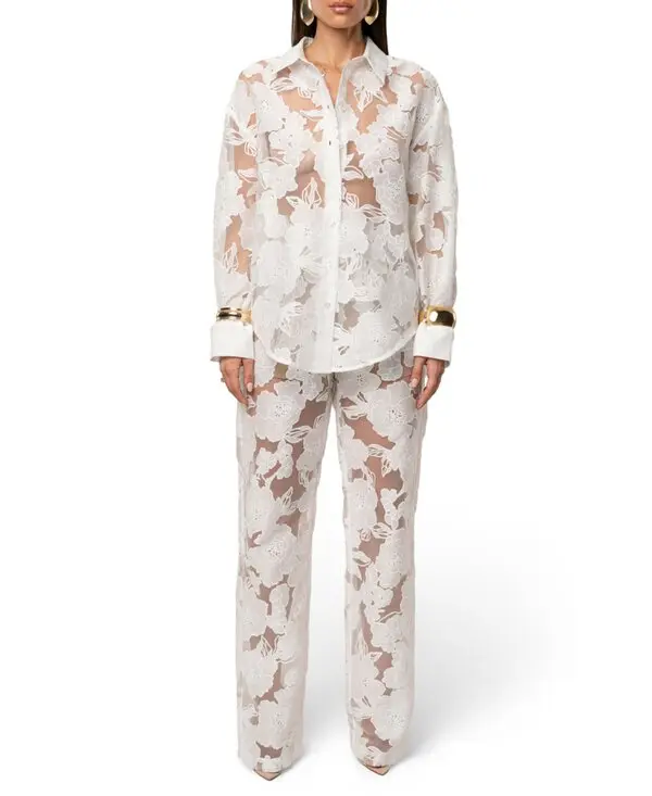 JLUXLABEL Organza Floral Lace Pants