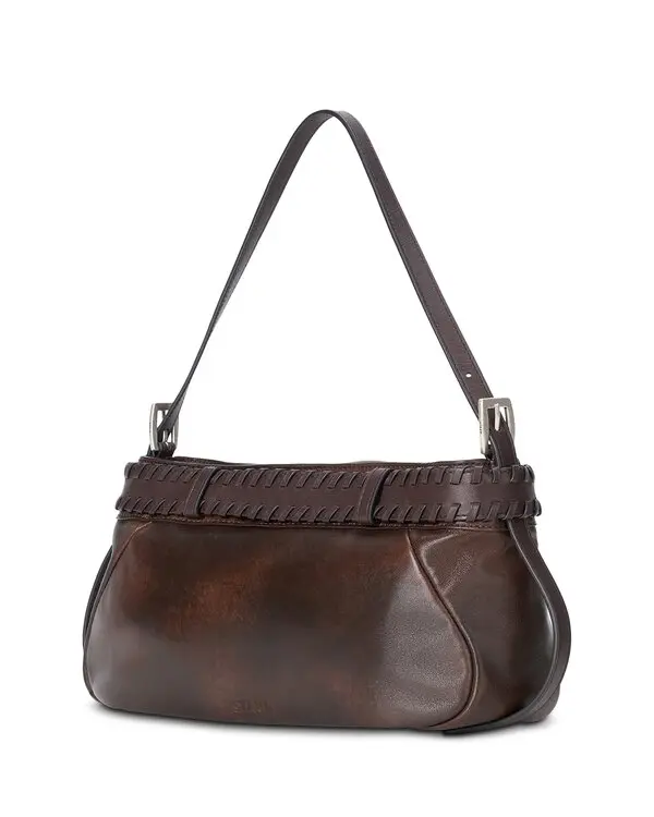Staud Brooklyn Leather Shoulder Bag - Espresso Distressed