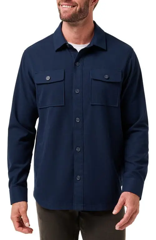 Travis Mathew Wanna Bet Stretch Poplin Button-up Shirt Jacket - Total Eclipse