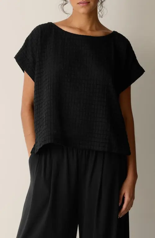 Eileen Fisher Ballet Neck Boxy Top - Black