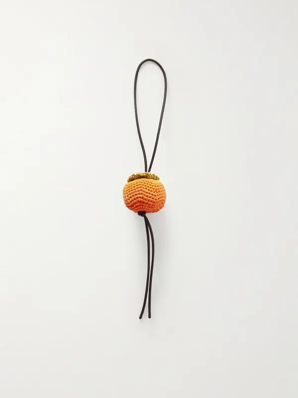 JW Anderson Crocheted Cotton And Leather Bag Charm - Orange