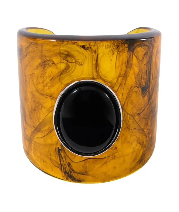 JULIETTA Nera Rhodium-plated, Onyx And Resin Cuff - Brown