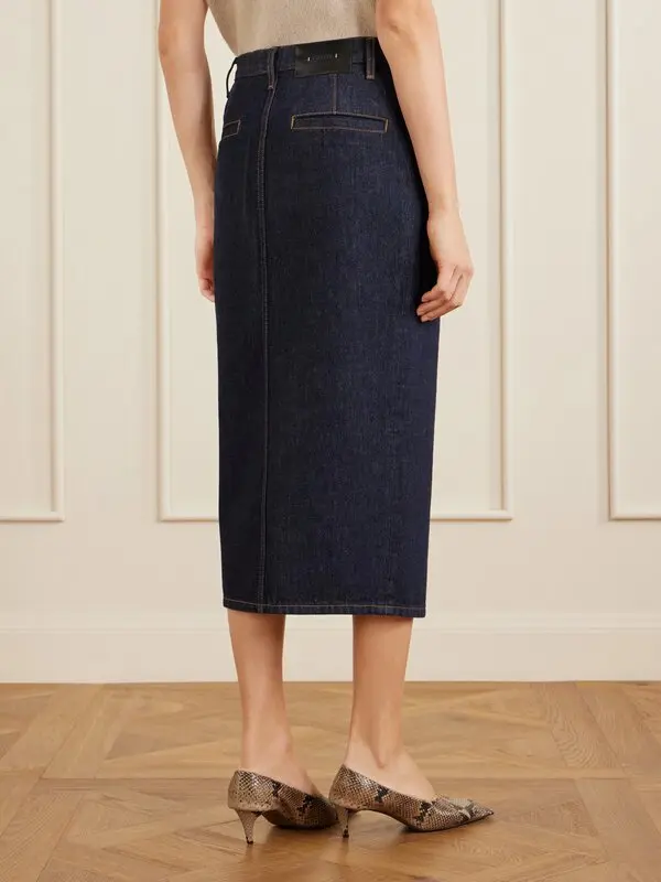Khaite Anden Denim Midi Skirt - Blue