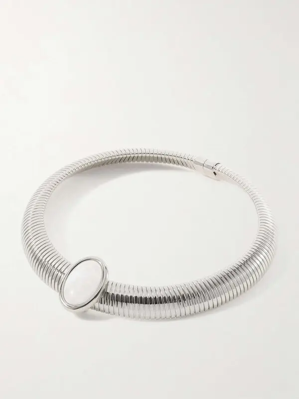 JULIETTA Opyum Rhodium-plated Moonstone Necklace - Silver